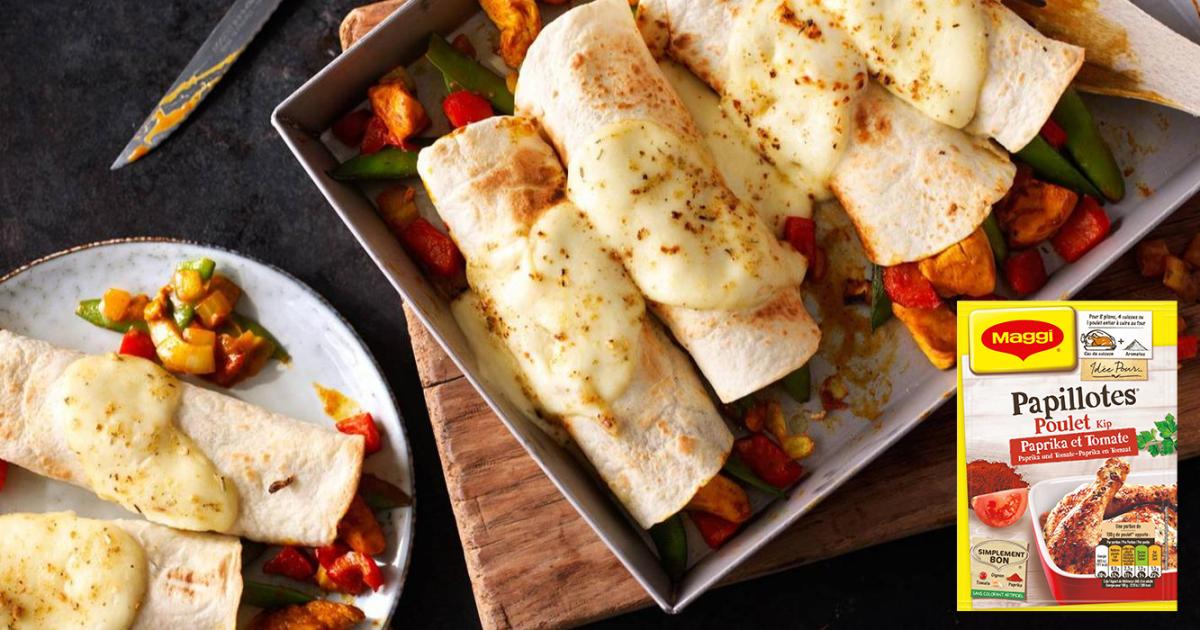 Burritos au poulet, aux poivrons et pois | madewithnestle.be